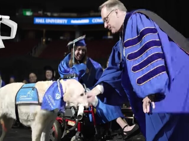 Perro guía recibe diploma universitario por...